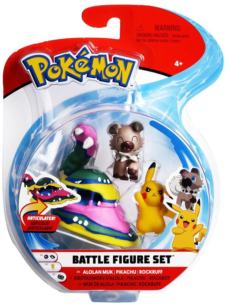 Pokemon - Battle Mini Figures Pikachu, Rockruff & Alolan Muk - Heromic